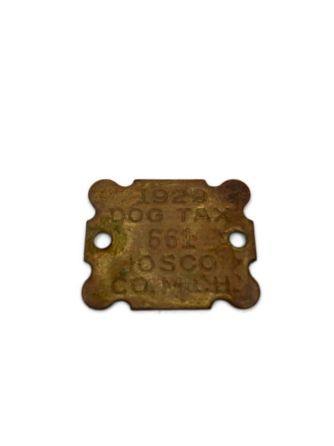 Antique 1929 Brass Michigan Dog License Tax Tag Iosco Michigan - Etsy