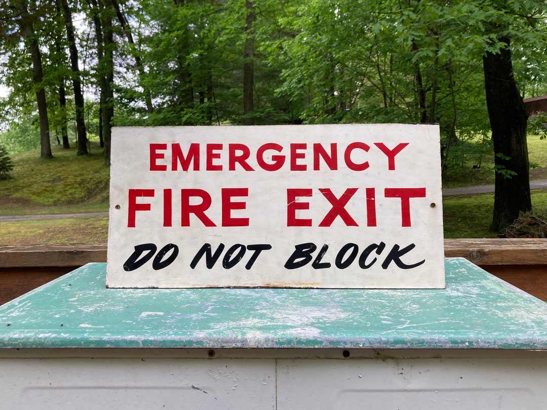 Vintage 1950s Emergency Fire Exit Do Not Block Sign Masonite - Etsy