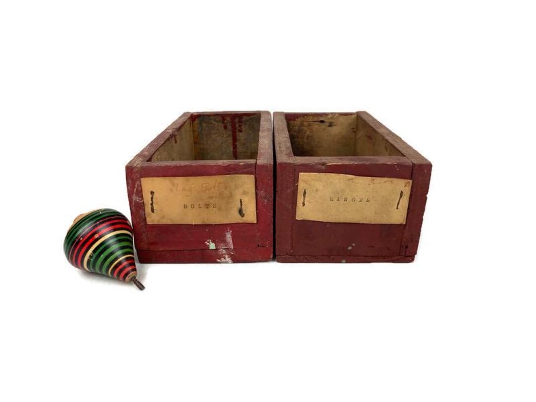 Two Small Red Wood Boxes Pair of Antique Primtive Wooden Crates - Etsy