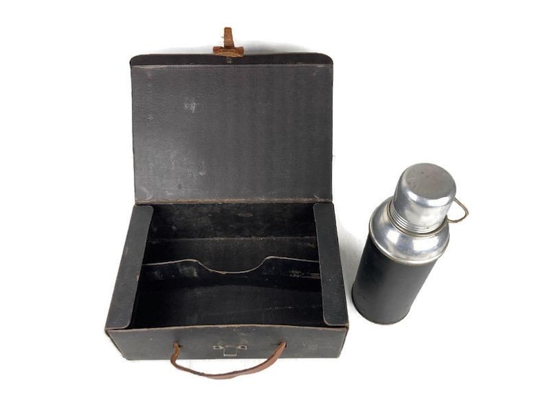 Antique Globe Leather Lunch Box Vintage 1900s Lunch Box With Thermos - Etsy