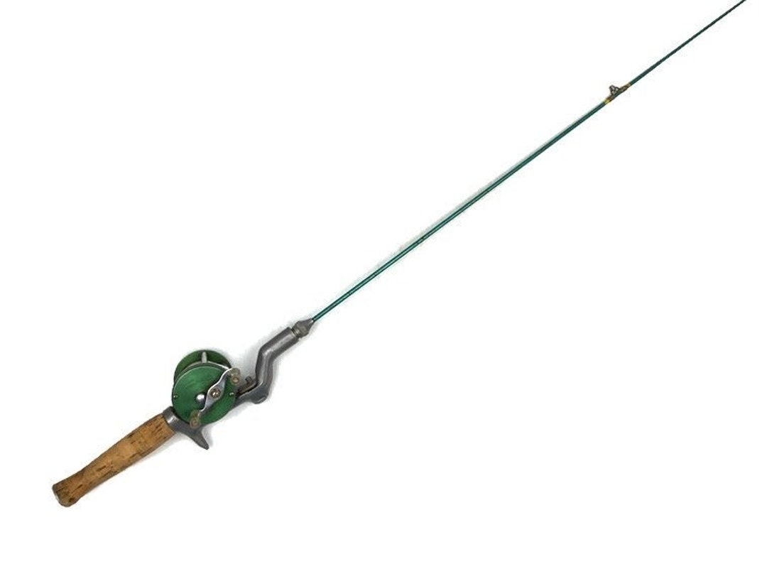 Vintage Green Fishing Rod Metal Fishing Pole Antique Steel 1950s - Etsy