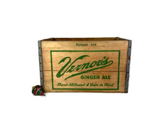 Vintage Wood Soda Pop Crate, 1960s Vernors Ginger Ale Wooden Soda ...