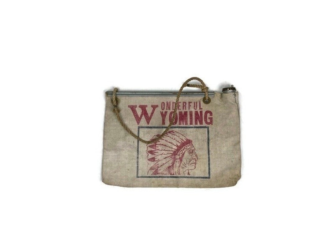 Antique Atlas Flax Water Bag Indian Head Desert Water Bag Wonderful ...