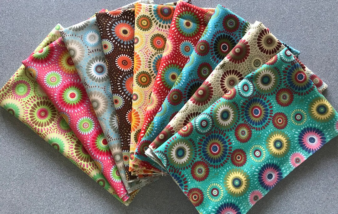 Fat Quarter Medallion 1 Set of 9 100% Cotton Fat Quarters - Etsy