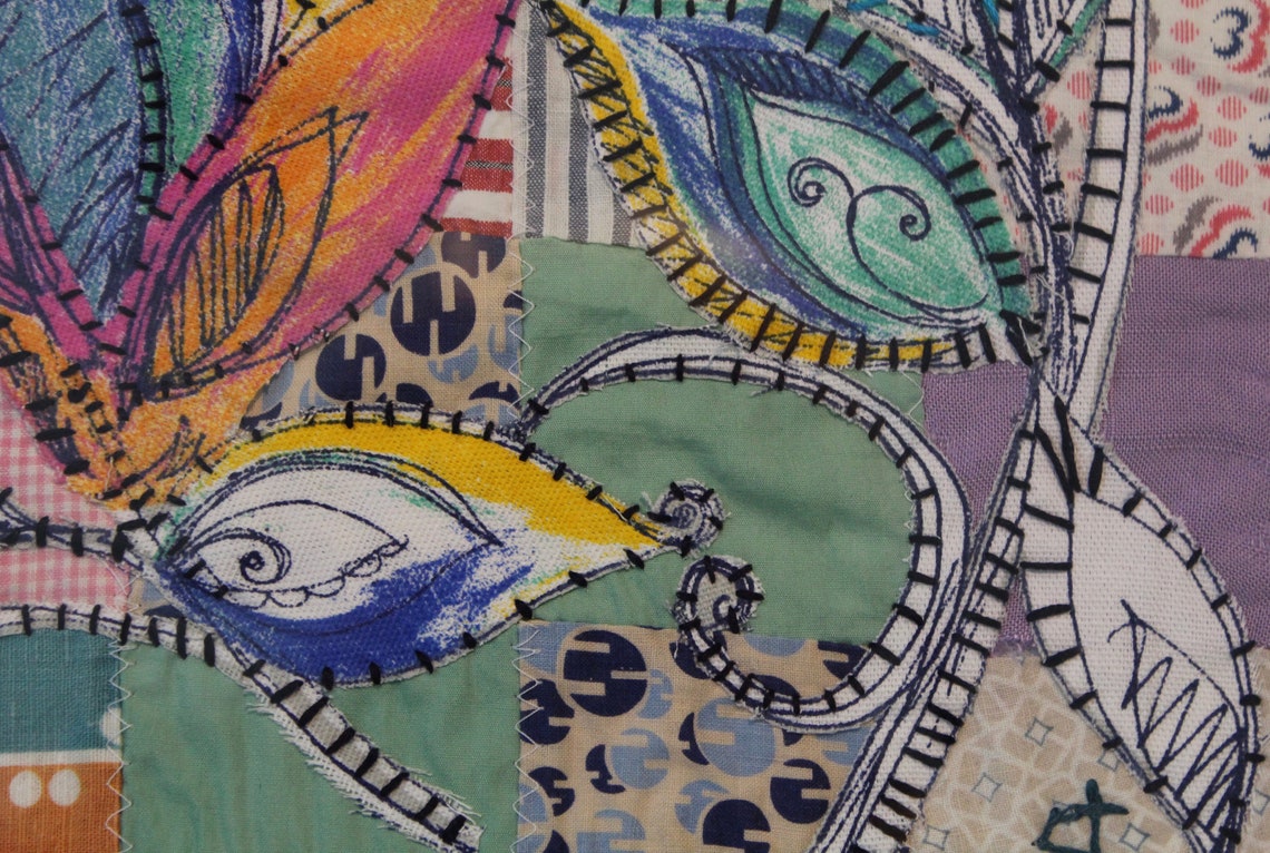 Fabric Collage Art - Etsy