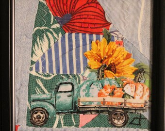 Fabric Collage Art - Etsy