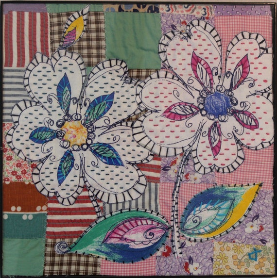 Fabric Collage Art | Etsy