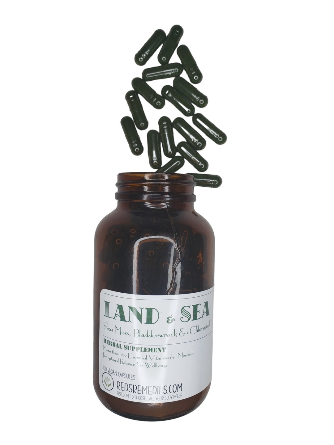 Land & Sea Mineral Capsules | Sea Moss, Bladderwrack and Chlorophyll - Etsy