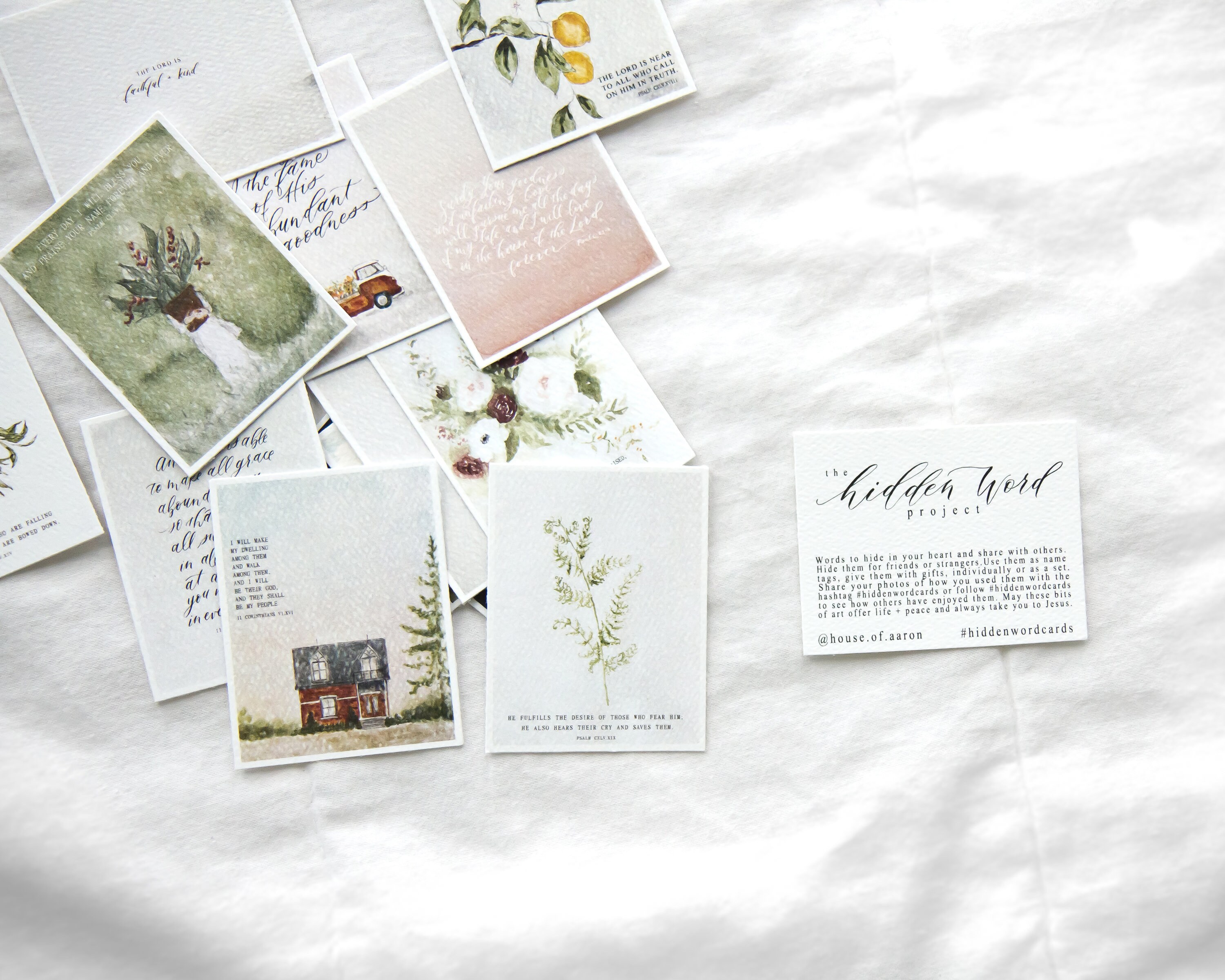 16 Tiny Scripture Art Print Set | Hand Lettered Botanical Watercolor ...