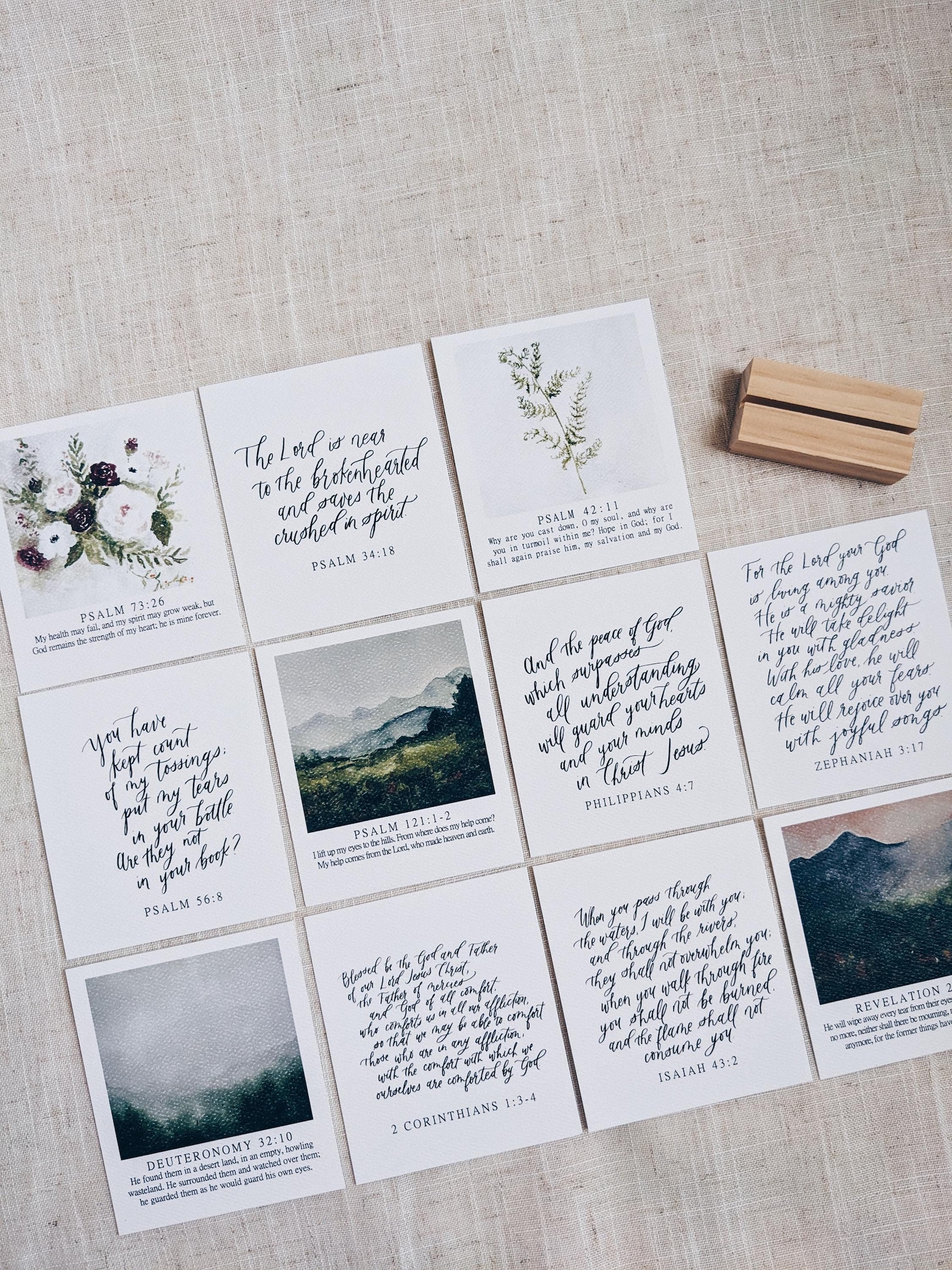 Beautiful Scripture Art Print Set of 11 | Hand Lettered Botanical ...