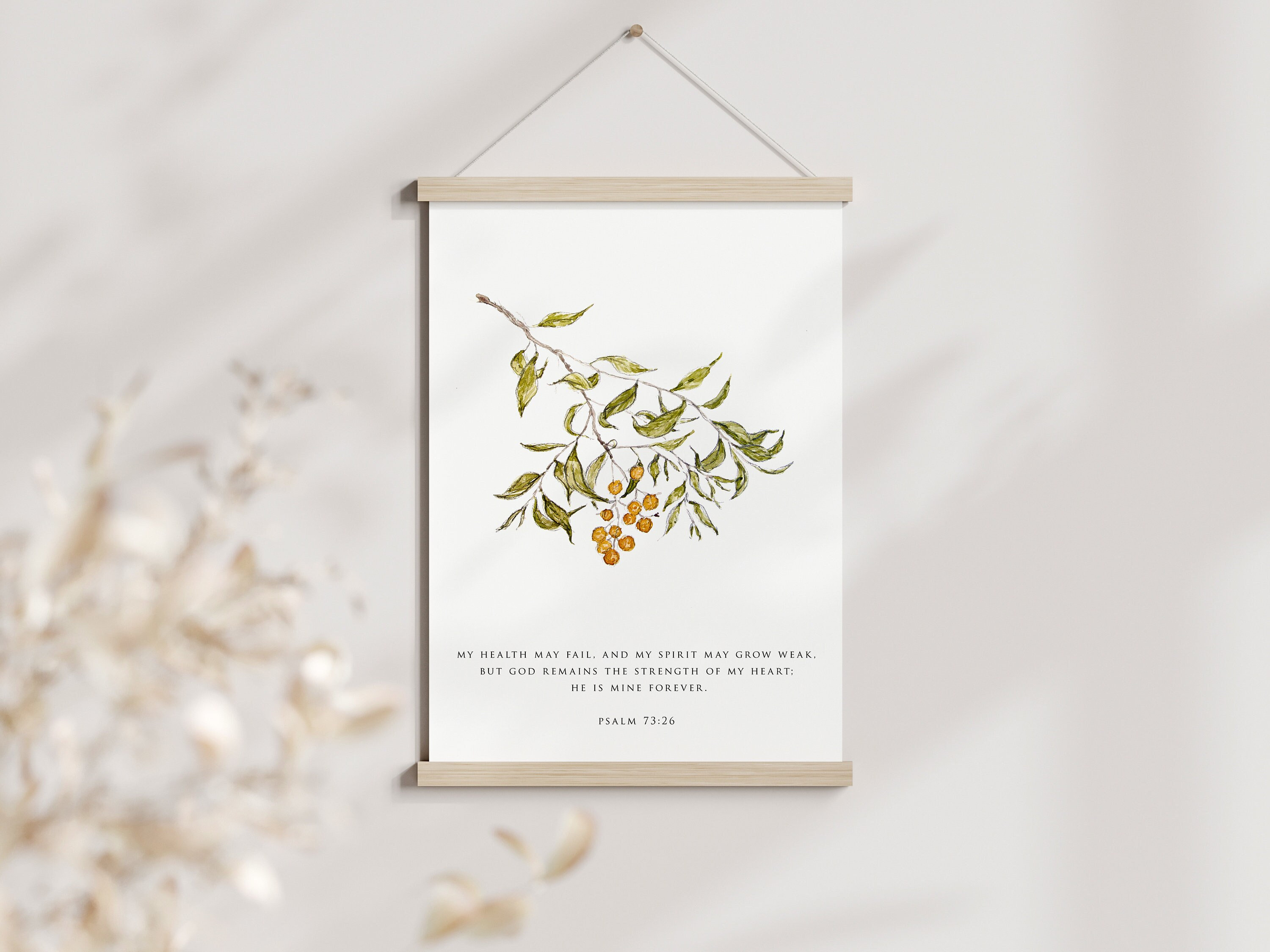 Psalm 73:26 Botanical Watercolor Christian Wall Art Printable Instant ...