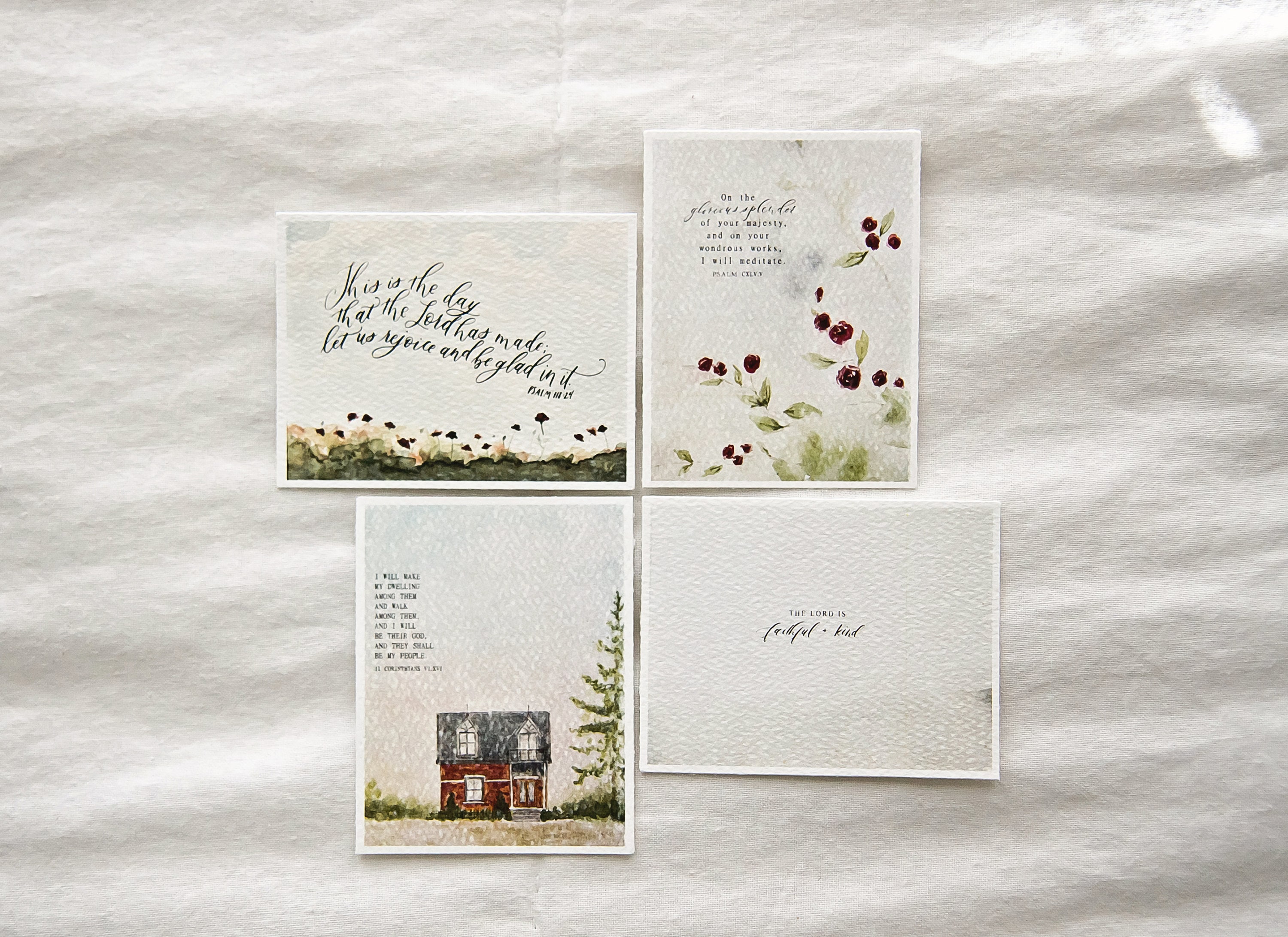 16 Tiny Scripture Art Print Set | Hand Lettered Botanical Watercolor ...