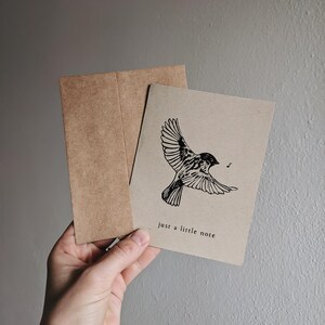Just a Little Note | Bird Cute Pun Card | Lino Print Cards | Kraft ...