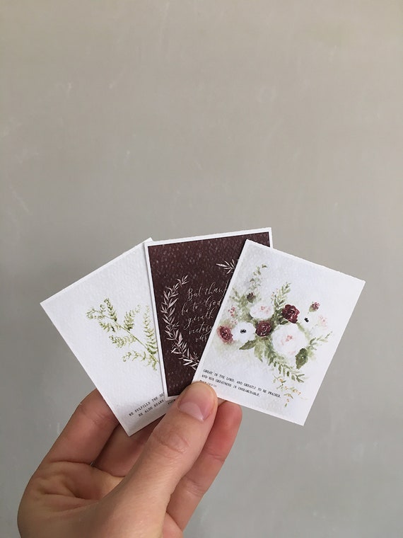 16 Tiny Scripture Art Print Set Hand Lettered Botanical | Etsy