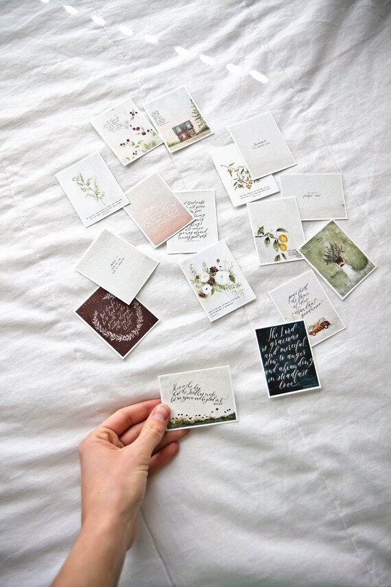 16 Tiny Scripture Art Print Set Hand Lettered Botanical - Etsy