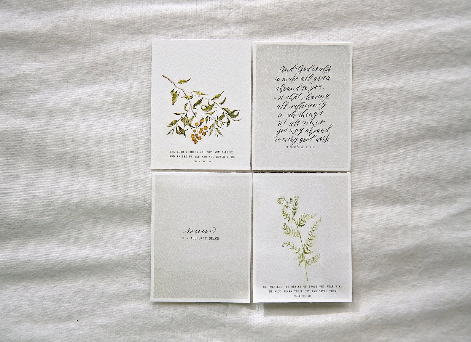 16 Tiny Scripture Art Print Set | Hand Lettered Botanical Watercolor ...