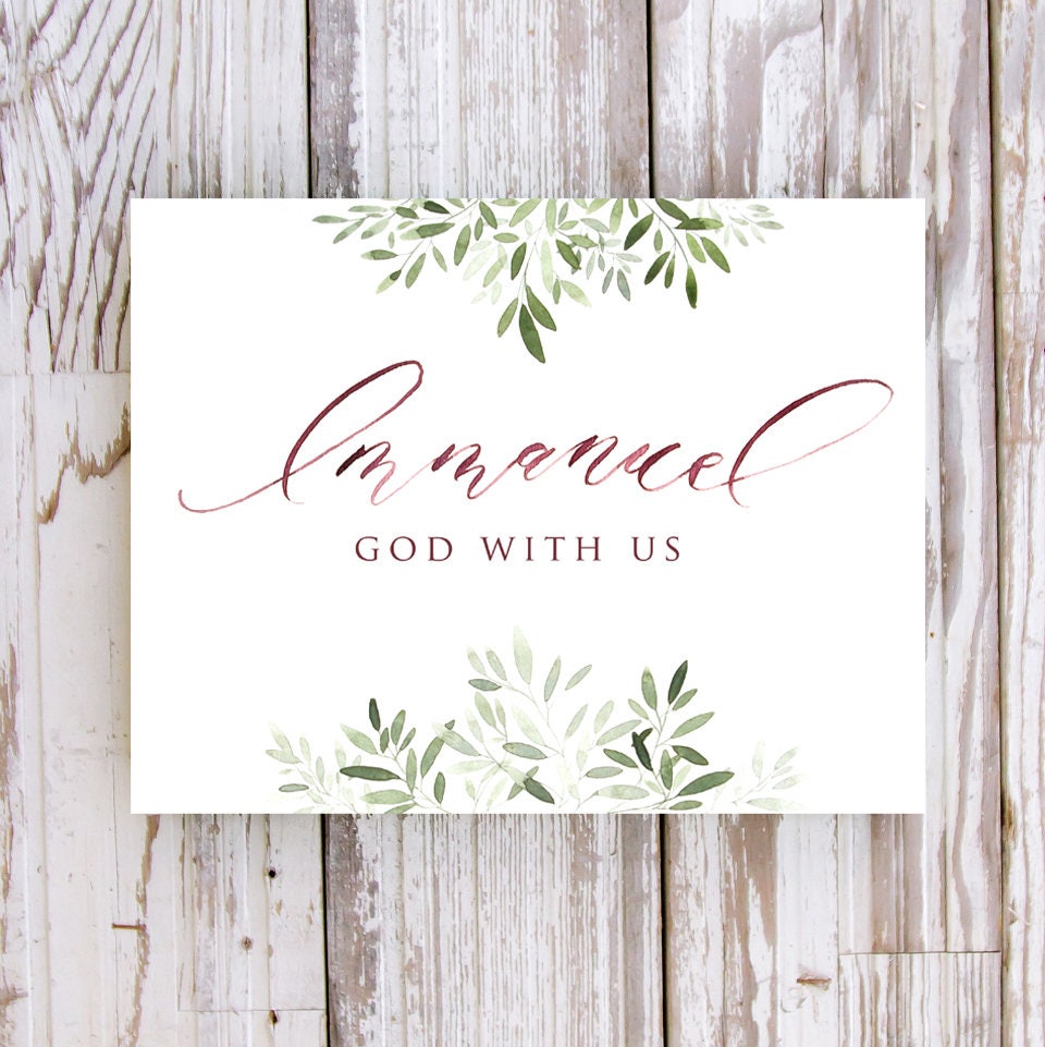 Christmas Printable Immanuel God With Usred And Green Etsy