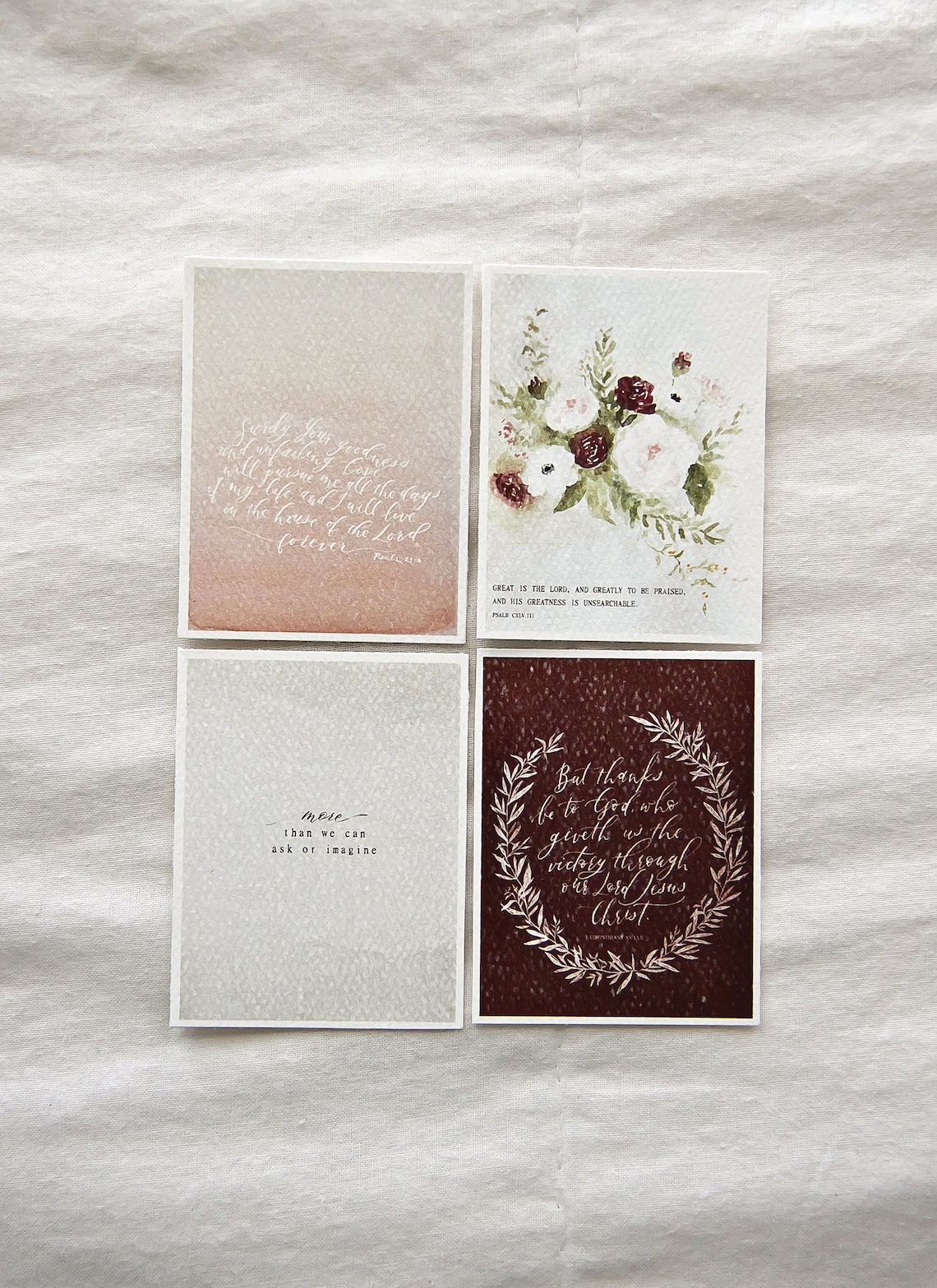 16 Tiny Scripture Art Print Set | Hand Lettered Botanical Watercolor ...