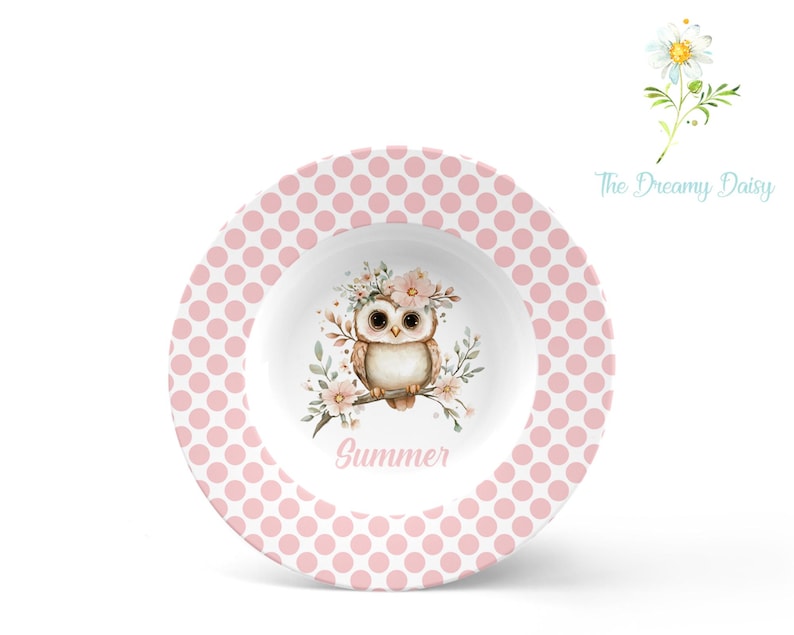 Personalized Owl Dinnerware Set for Kids - Cute Owl Plate Set With Name ...