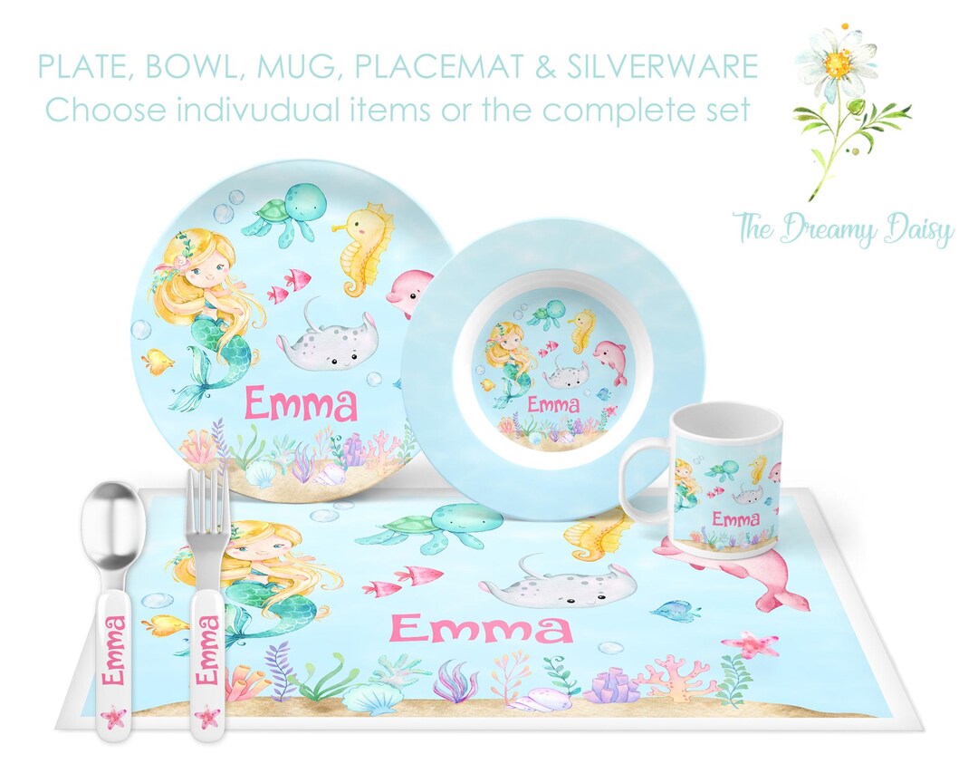 Personalized Under the Sea Plate Set With Mermaid - Ocean Dinnerware ...