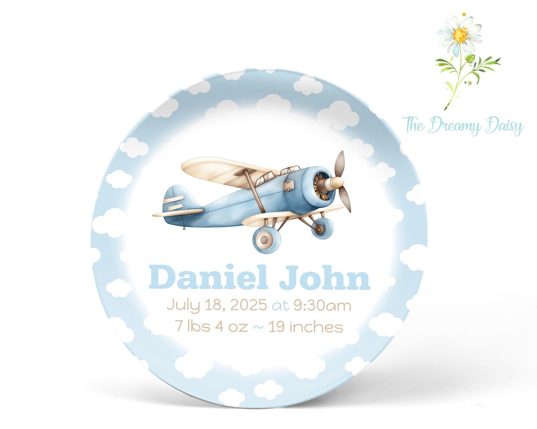 Baby Birth Stats Plate - Plane Display Plate With Birth Info - Airplane ...
