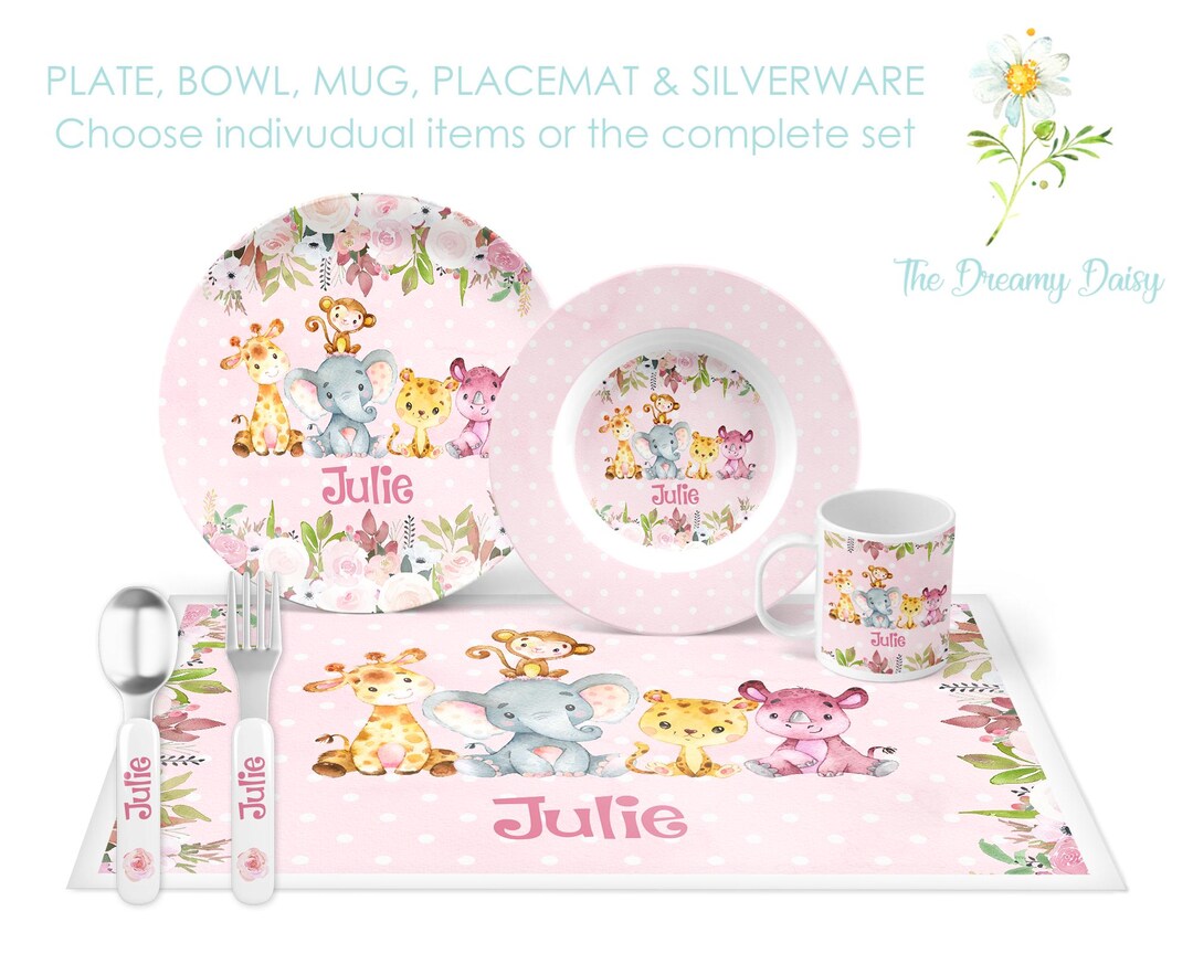 Safari Plate Set Personalized for Children - Jungle Animal Dinnerware ...