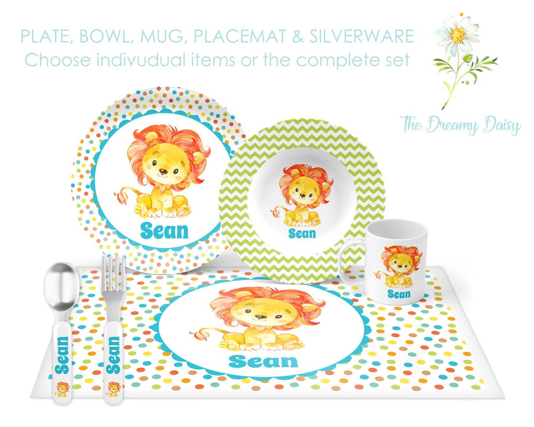 Personalized Lion Dinnerware Set for Kids - Lion Plate Set - Custom ...