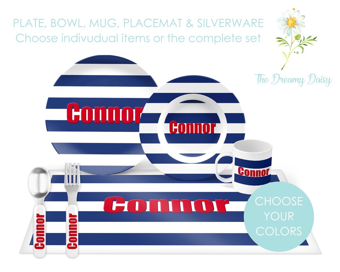 Personalized Name Plate Set for Kids - Striped Name Plate Set - Name ...