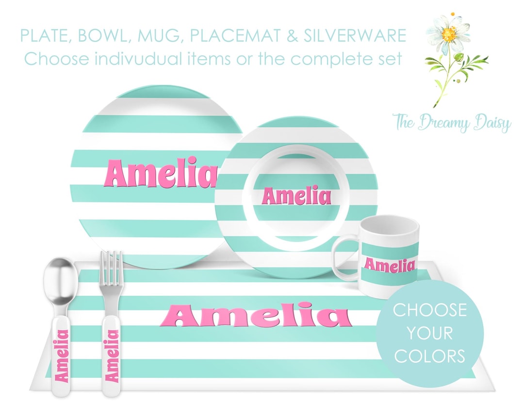 Personalized Name Plate Set for Kids - Striped Name Plate Set - Name ...