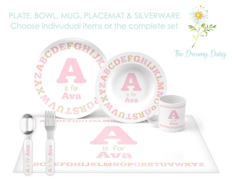 Personalized Alphabet Plate Set for Kids - Initial Plate Set - Alphabet ...