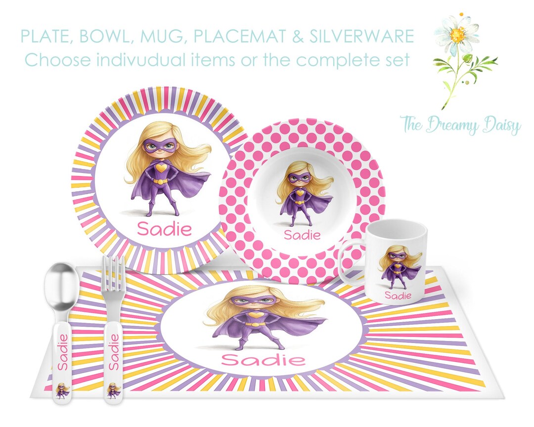 Personalized Superhero Dinnerware Set for Kids - Superhero Plate Set ...