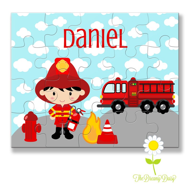 Personalized Firefighter Puzzle for Kids Fireman Puzzle With - Etsy