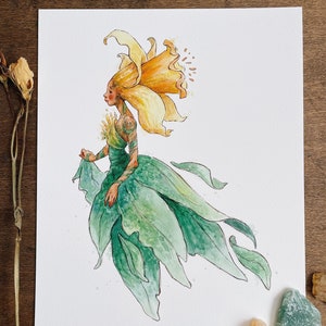 Daffodil Flower Fae Art Print | Fairy Art | Illustration | March Birth ...