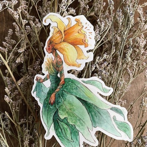 Flower Fae Sticker | Fairy Art | Vinyl Stickers | Cottagecore ...