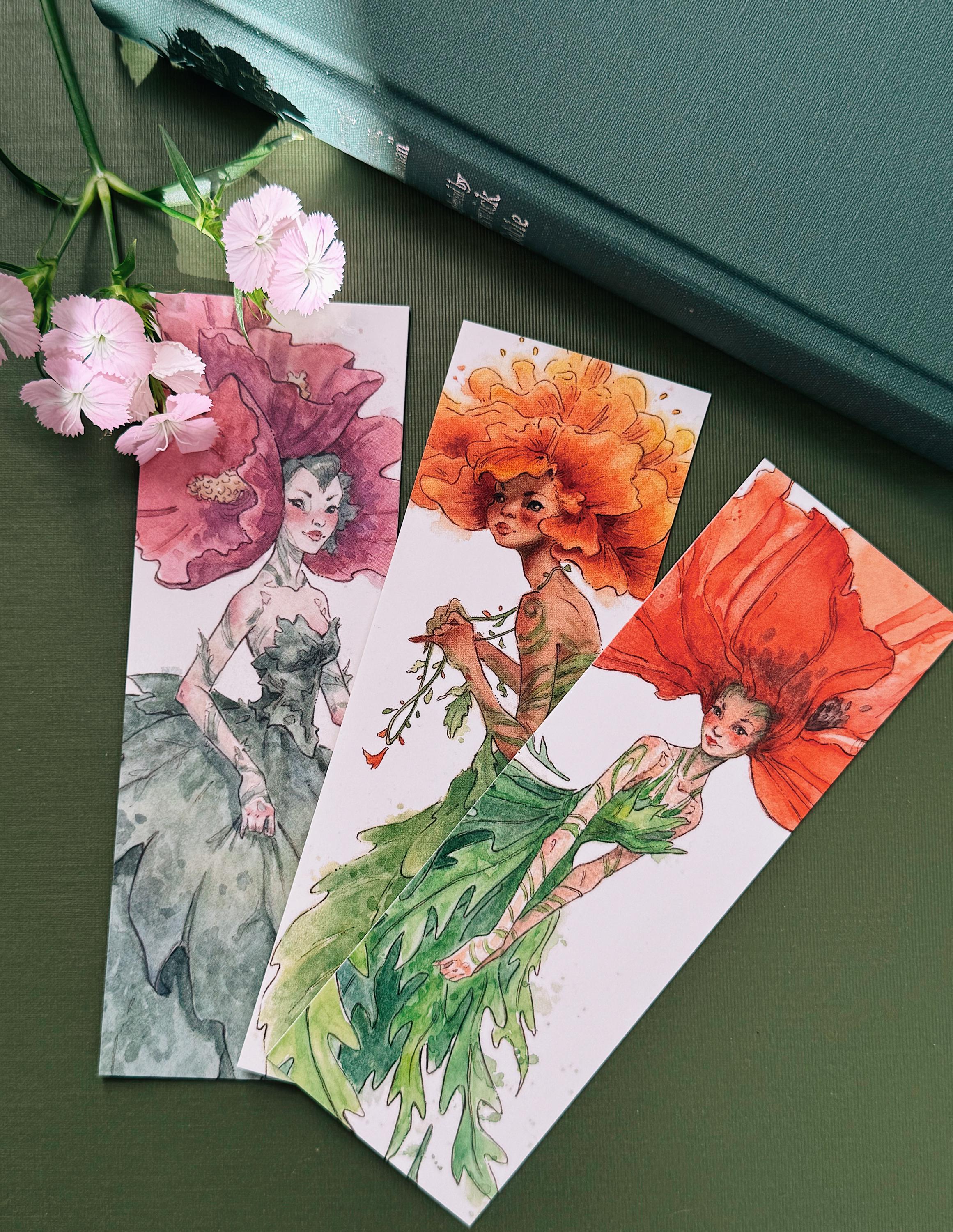 Flower Fae Bookmarks | Set of 3 | Fairy Art | Illustration | Bookmarks ...