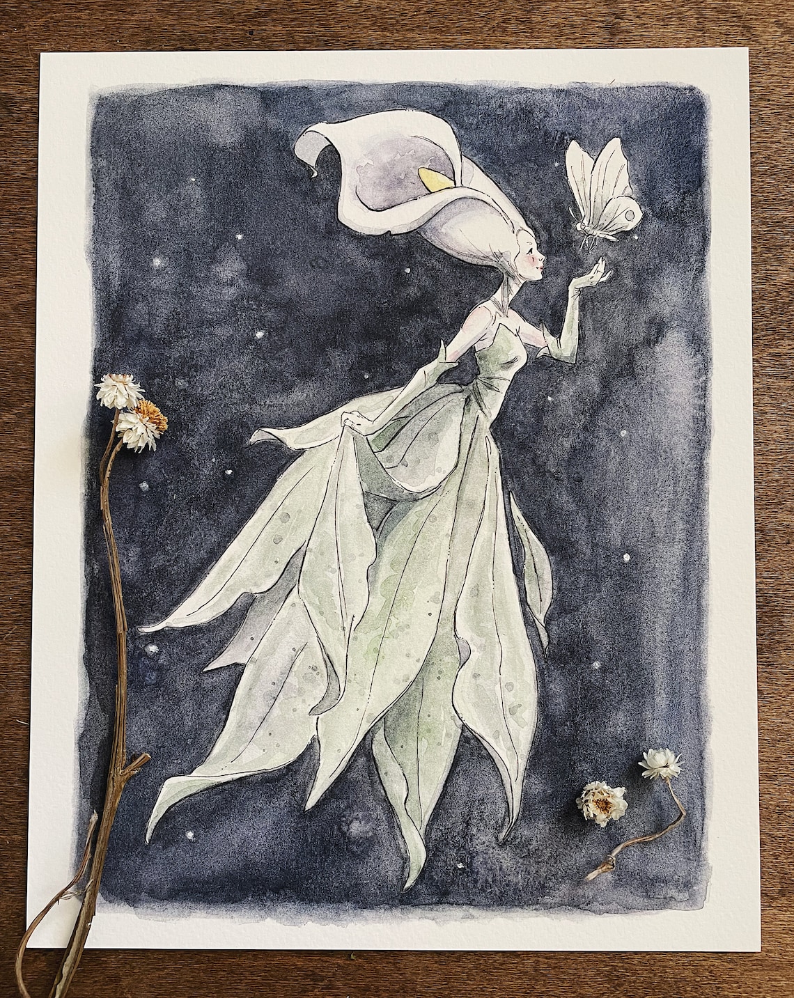 Gothic Flower Fae Art Print | Calla Lily Flower | Fairy Art ...