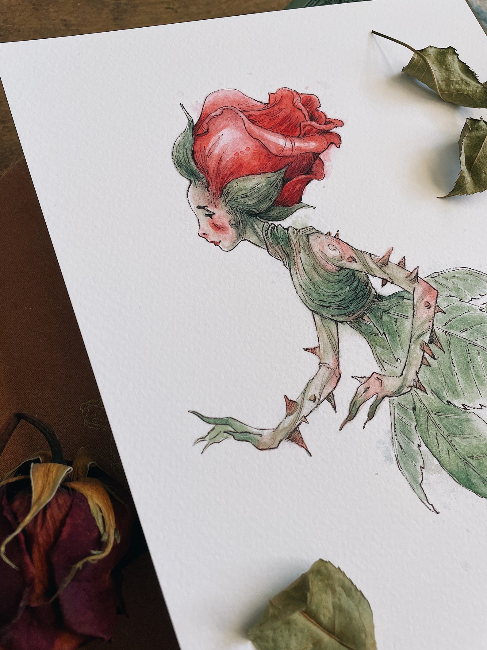 Rose Flower Fae Art Print | Fairy Art | Illustration | June Birth ...