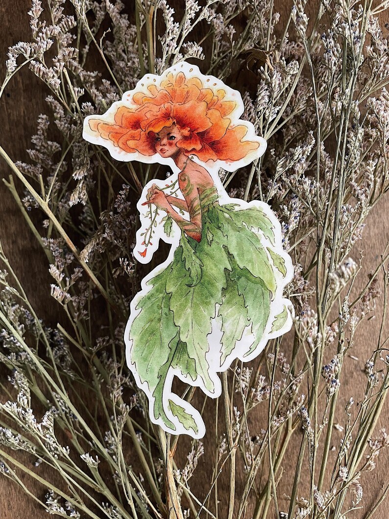 Flower Fae Sticker Fairy Art Vinyl Stickers - Etsy