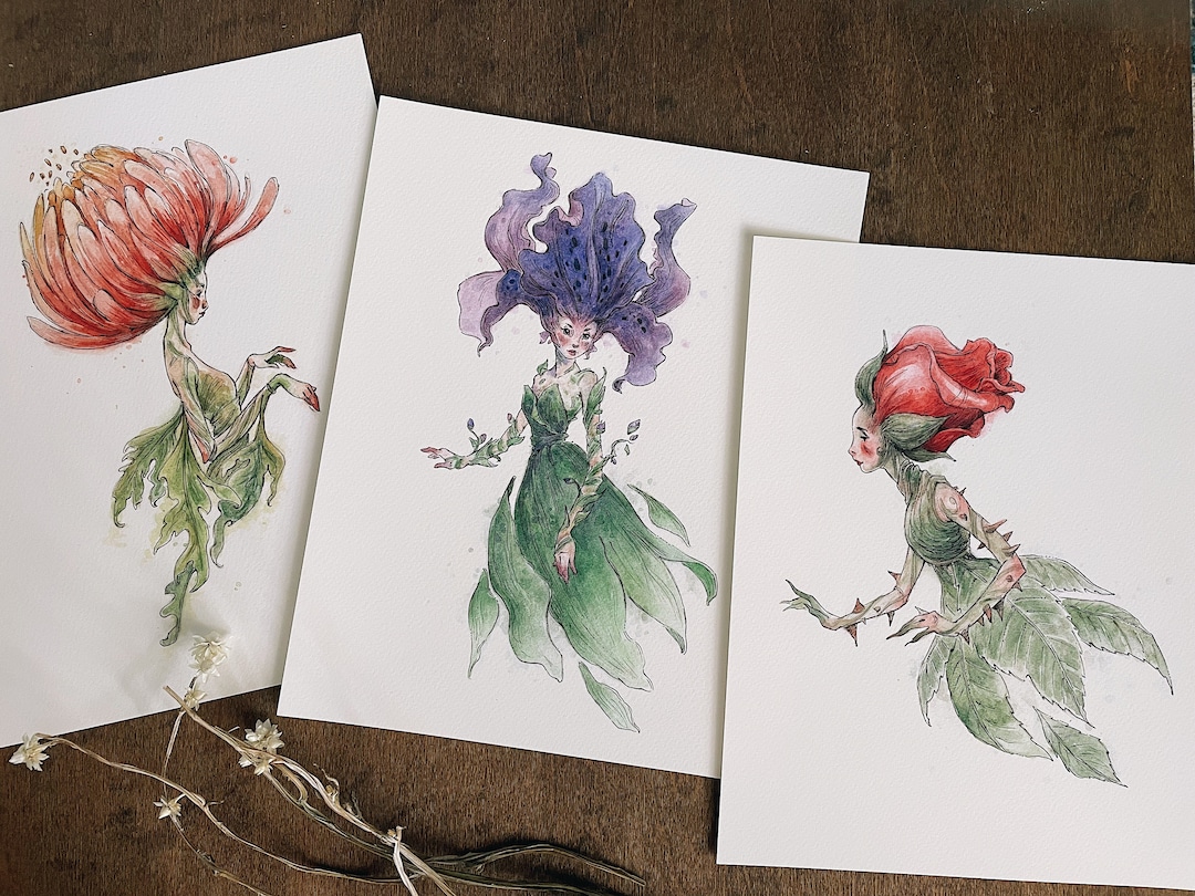 Set of 3 Flower Fae Art Prints | Fairy Art | Illustration | Signed ...