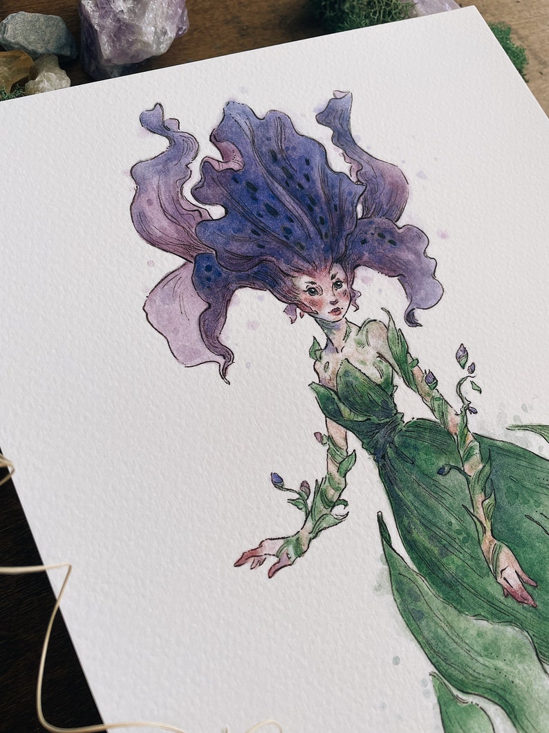 Iris Flower Fae Art Print Fairy Art Illustration - Etsy