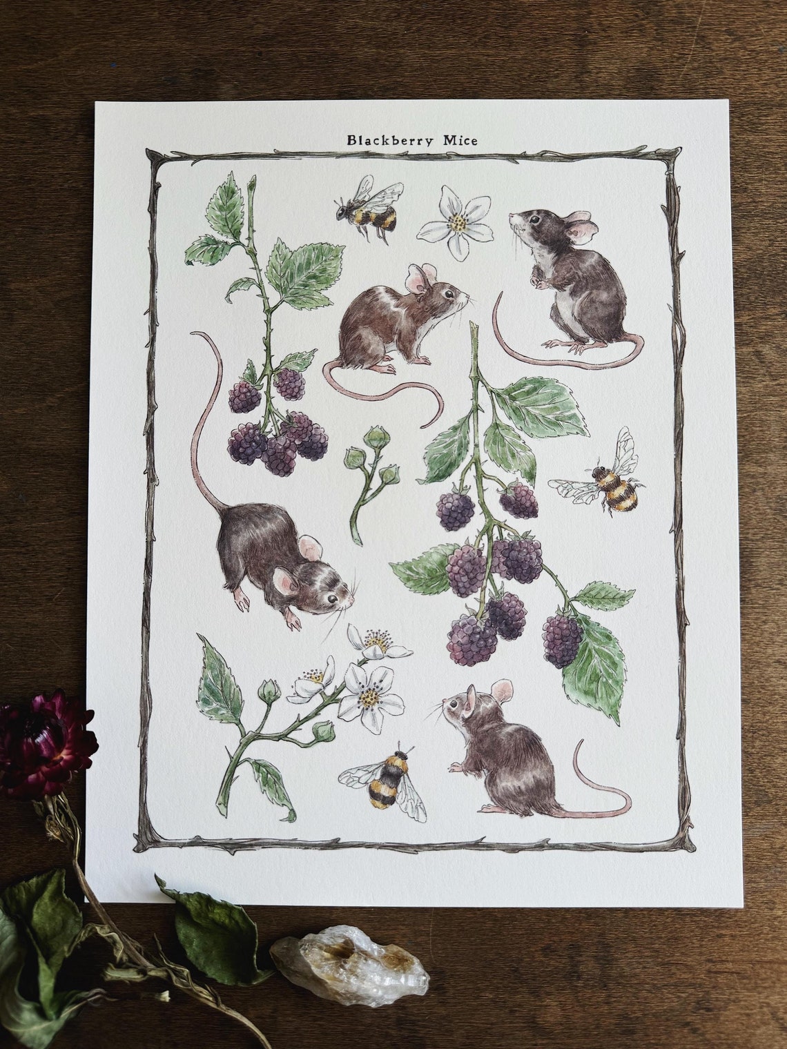 Blackberry Mice Art Print | Nature Art | Animal Art | Fairy Tale ...