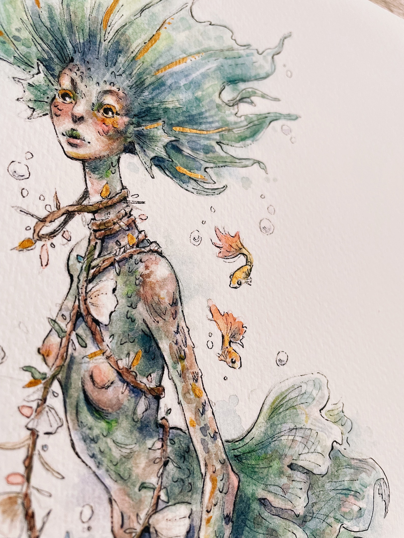 Embellished Mermaid Art Print | Mermaids | Illustration | Signed Print ...