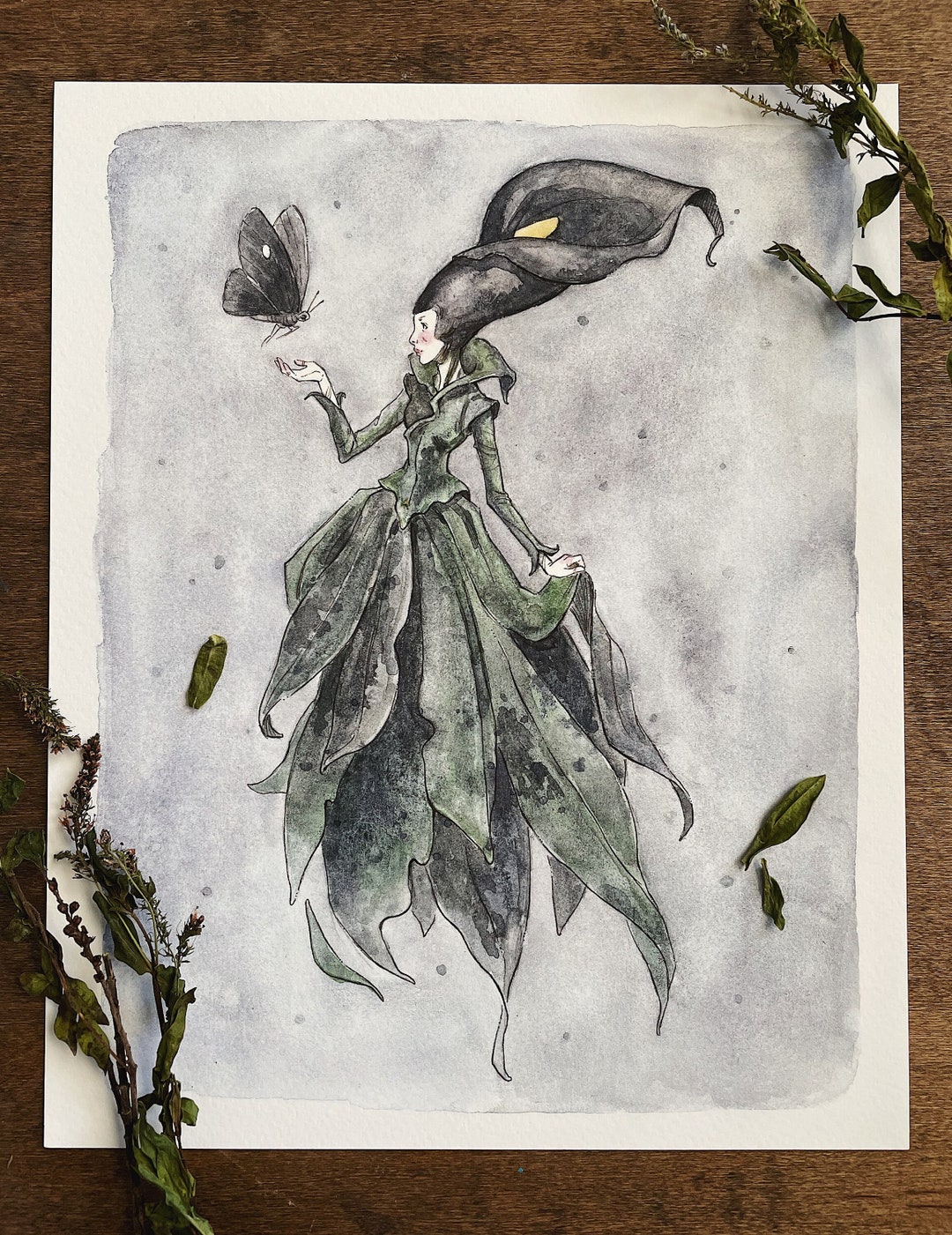 Gothic Flower Fae Art Print | Calla Lily Flower | Fairy Art ...