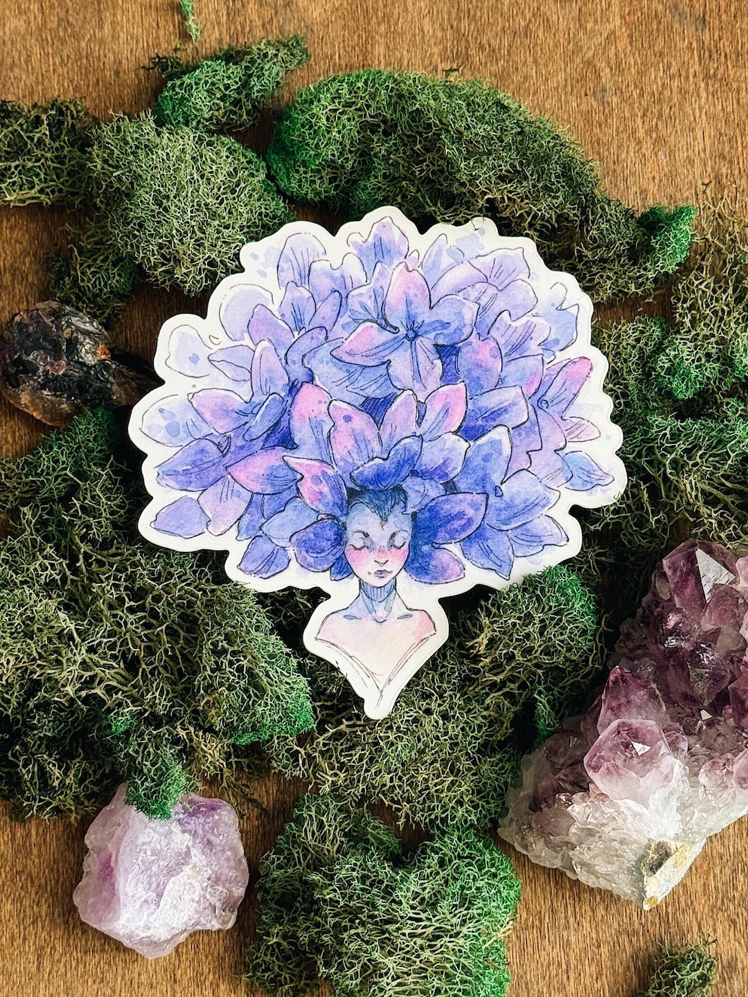 Hydrangea Flower Fae Sticker | Fairy Art | Vinyl Stickers | Cottagecore ...