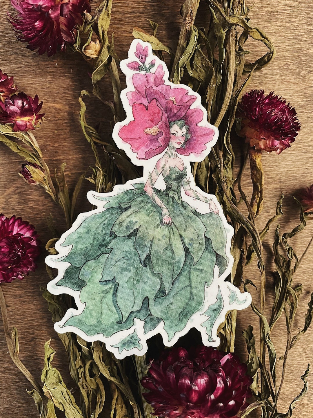 Flower Fae Sticker | Fairy Art | Vinyl Stickers | Cottagecore ...