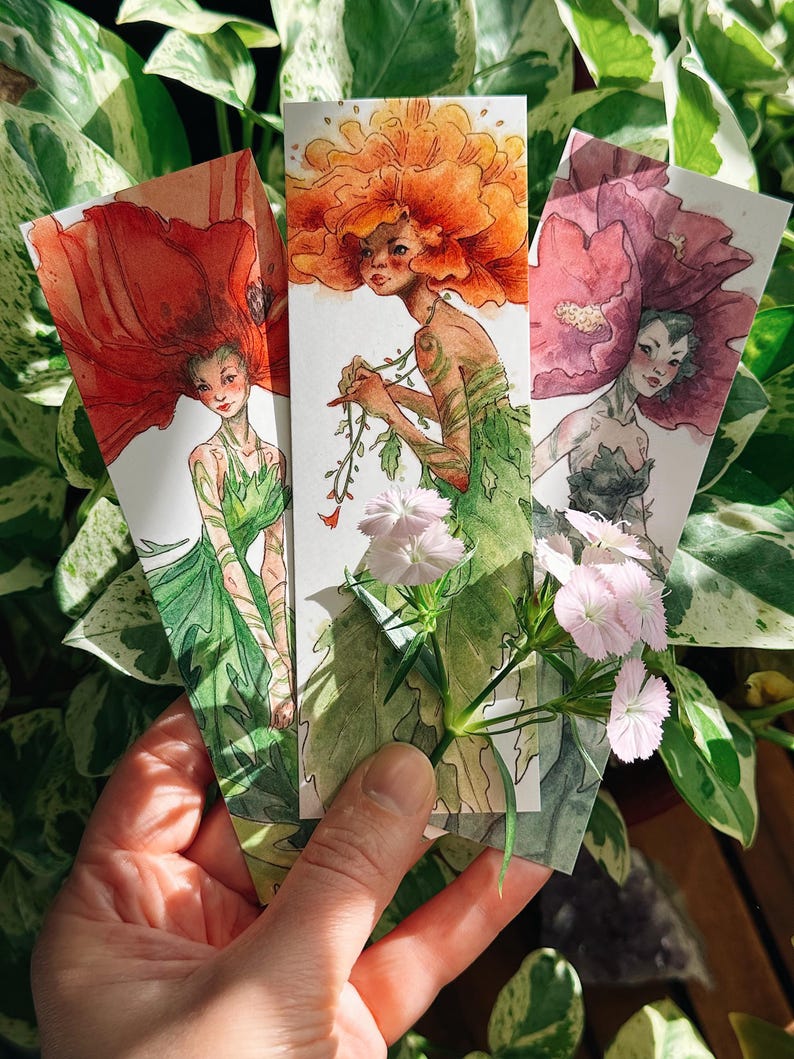 Flower Fae Bookmarks | Set of 3 | Fairy Art | Illustration | Bookmarks ...