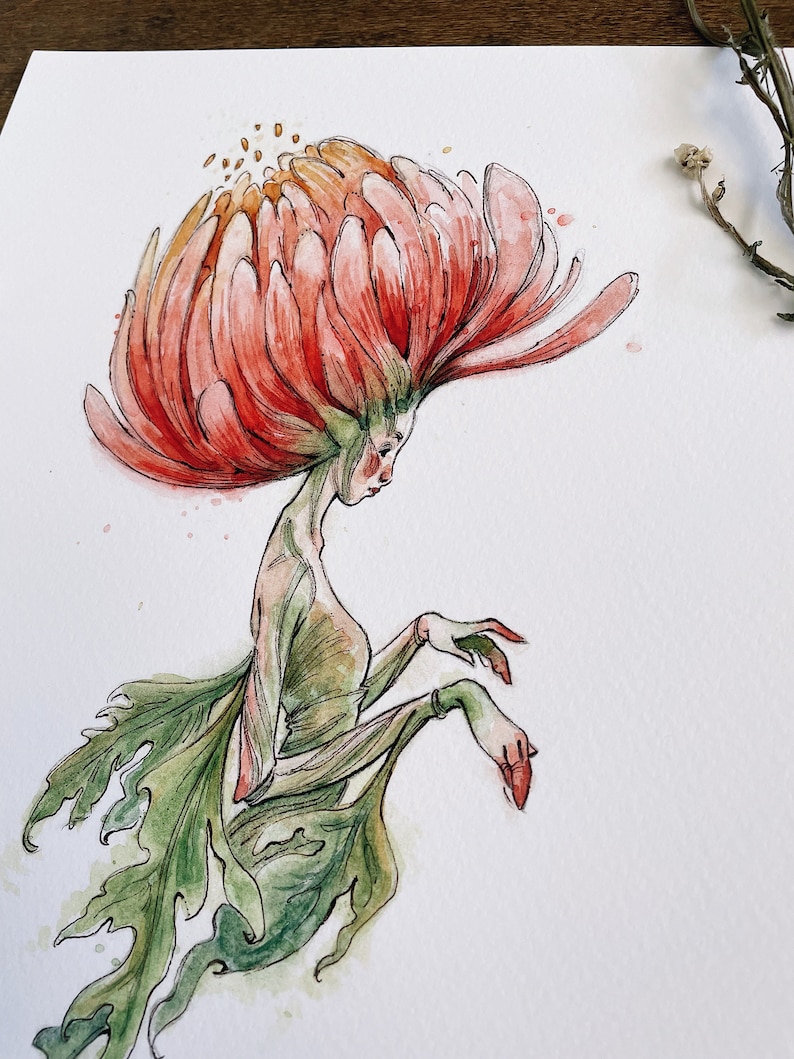 Mum Flower Fae Art Print Fairy Art Illustration November - Etsy