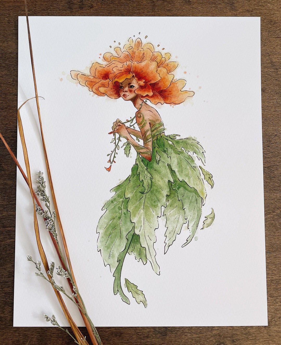 Marigold Flower Fae Art Print | Fairy Art | Illustration | October ...