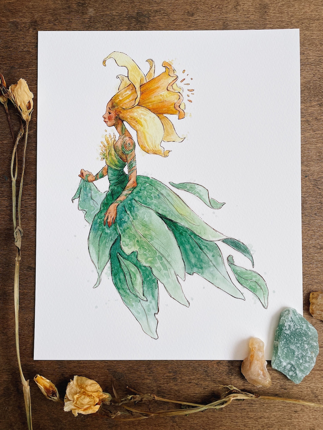 Daffodil Flower Fae Art Print | Fairy Art | Illustration | March Birth ...