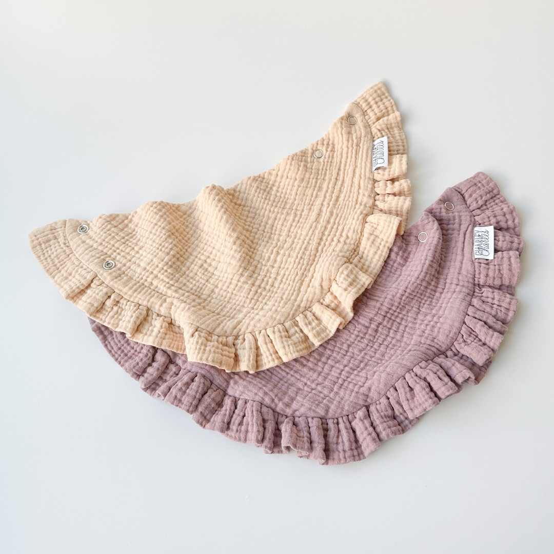 Set of 2 Ruffle Bibs / Baby Girl Scarf / Many Colors Available / Cotton ...